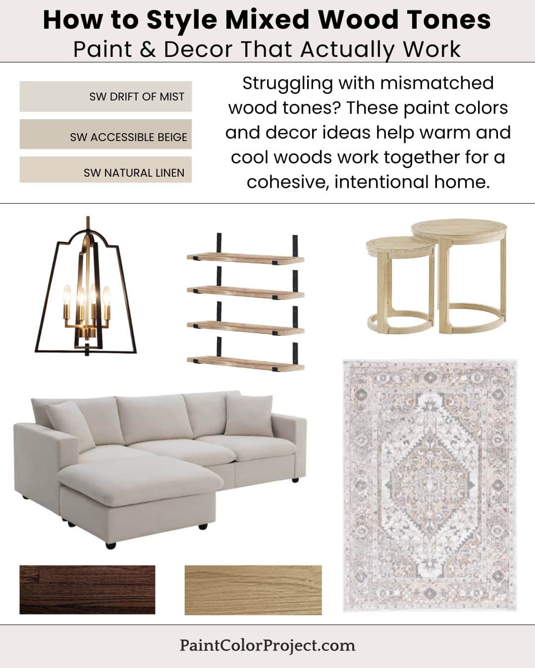 Best Paint Colors for Homes With Mixed Wood Tones - The Paint Color Project